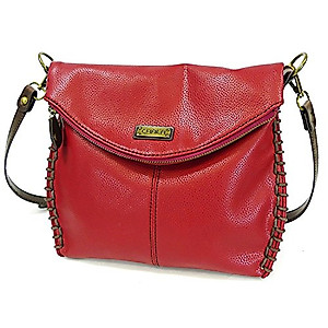 CHALA Charming Crossbody Shoulder Handbag With Zipper Flap Top and Key Fob- Burgundy (Metal Dragonfly)