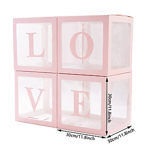 Agyvvt Wedding Party Birthday Balloon Box Decorations (4 Pink Boxes) | 4Letters (L O V E)