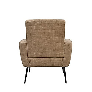 Tiokop Mid Century Modern Upholstered Fabric Accent, Living Room, Bedroom Leisure Single Sofa (Metal Legs),TV armrest seat,Suitable for Small Space Home,Office,Coffee Chair,Light Brown