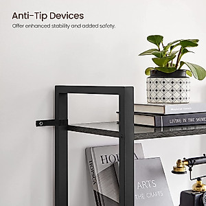 VASAGLE Bookshelf, 4-Tier Shelving Unit, Bookcase, Book Shelf, 11.8 x 25.9 x 47.2 Inches, for Home Office, Living Room, Charcoal Gray and Black ULLS060B04