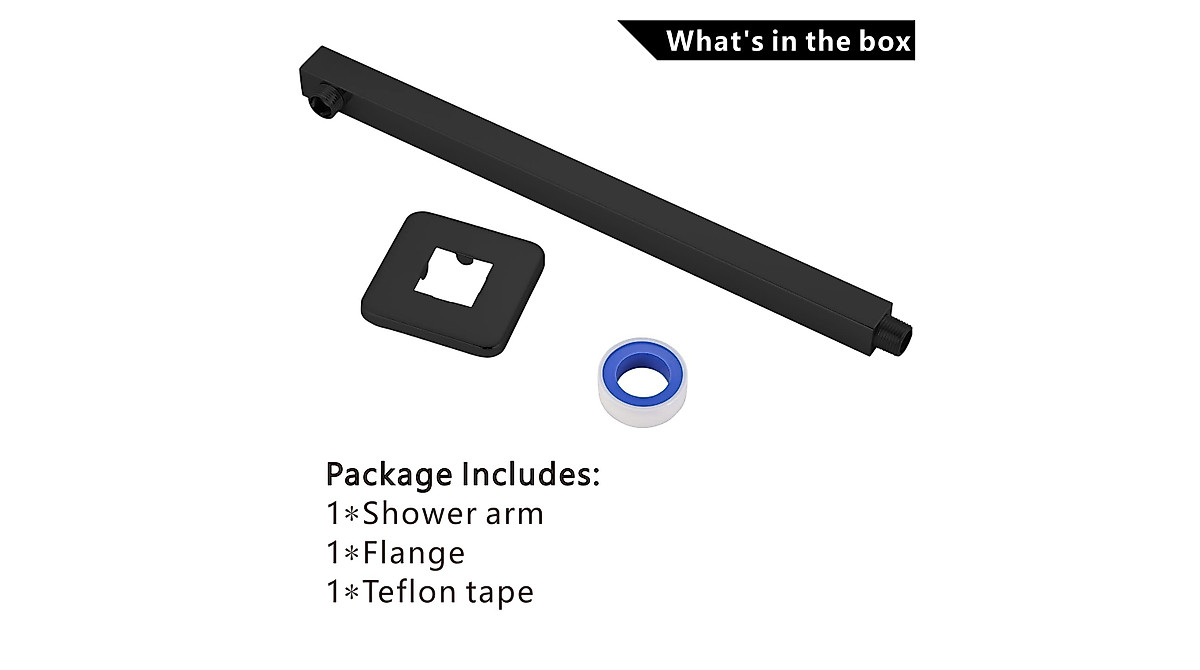 Voolan 20" Square Shower Arm with Flange - Durable Stainless Steel