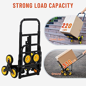 GarveeTech Stair Climber Hand Truck and Dolly, 330 lbs Heavy Duty Trolley Cart Folding Grocery Cart Dolly cart Hand Truck with Telescopic Handle & 10 Wheels for Shopping, Moving, Office