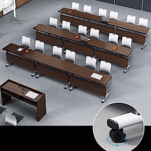 Foldable Meeting Table Set of 3,Flip Top Mobile Training Table with Modesty and Lockable Wheels, for Conference Rooms,Training Rooms,Media Centers,Classrooms