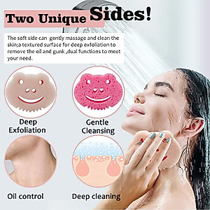 SmilePowo Double-Sided Bath Sponges, Personalized Frog Design, Soft&Gentle Cleaning Exfoliation, Loofah Body Scrubber Shower Body Sponges for Men,Women,Kids, 2 Packs Colorful as Gift for Family
