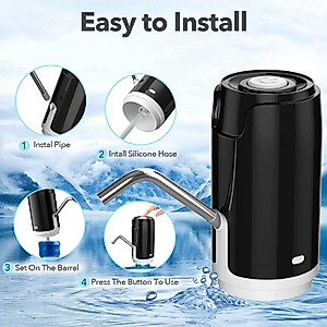 Automatic Water Pump Water Dispenser, USB Rechargeable Water Dispenser Water Pump, 5 Gallon Bottle Electric Water Pump,Portable Electric Water Bottle Pump for Camping,