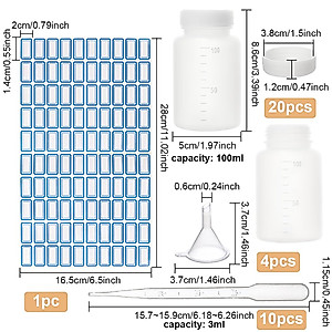 OLYCRAFT 20PCS 100ml Wide Mouth Plastic Bottles Plastic Liquid Reagent Bottles with Caps Lab Plastic Sample Bottle Graduated Reagent Bottle Liquid Solid Storage Container Bottle for Laboratory Project