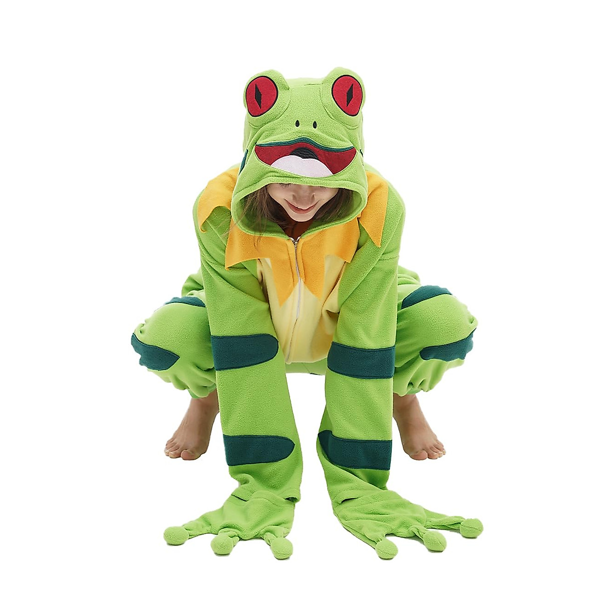 vavalad Unisex Adult Onesie Animal Cosplay One Piece Pajama Sleepwear Halloween Christmas Custume for Women Men Teens, Green