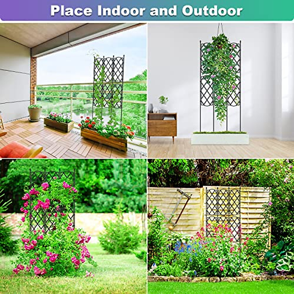 Garden Trellis for Climbing Plants Outdoor, deaunbr Tomato Cage Plant Support Garden Obelisk Trellises Cages for Vines, Flowers, Indoor Potted Plants, Rose, Clematis, Cucumber Pea, Bean, Grape