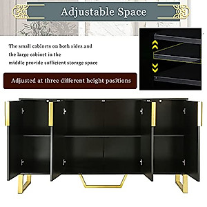 ATGHYURT Console Table, Sideboard Buffet Cabinet with 4 Doors, Metal Handles & Legs and Adjustable Shelves, Narrow Long Sofa Table for Living Room/Hallway/Couch
