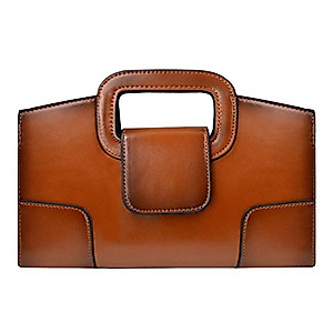 Goclothod Top Handle Satchel Women Vintage Flap Tote Clutch Handbag Crossbody Shoulder Bag Purse (Brown)