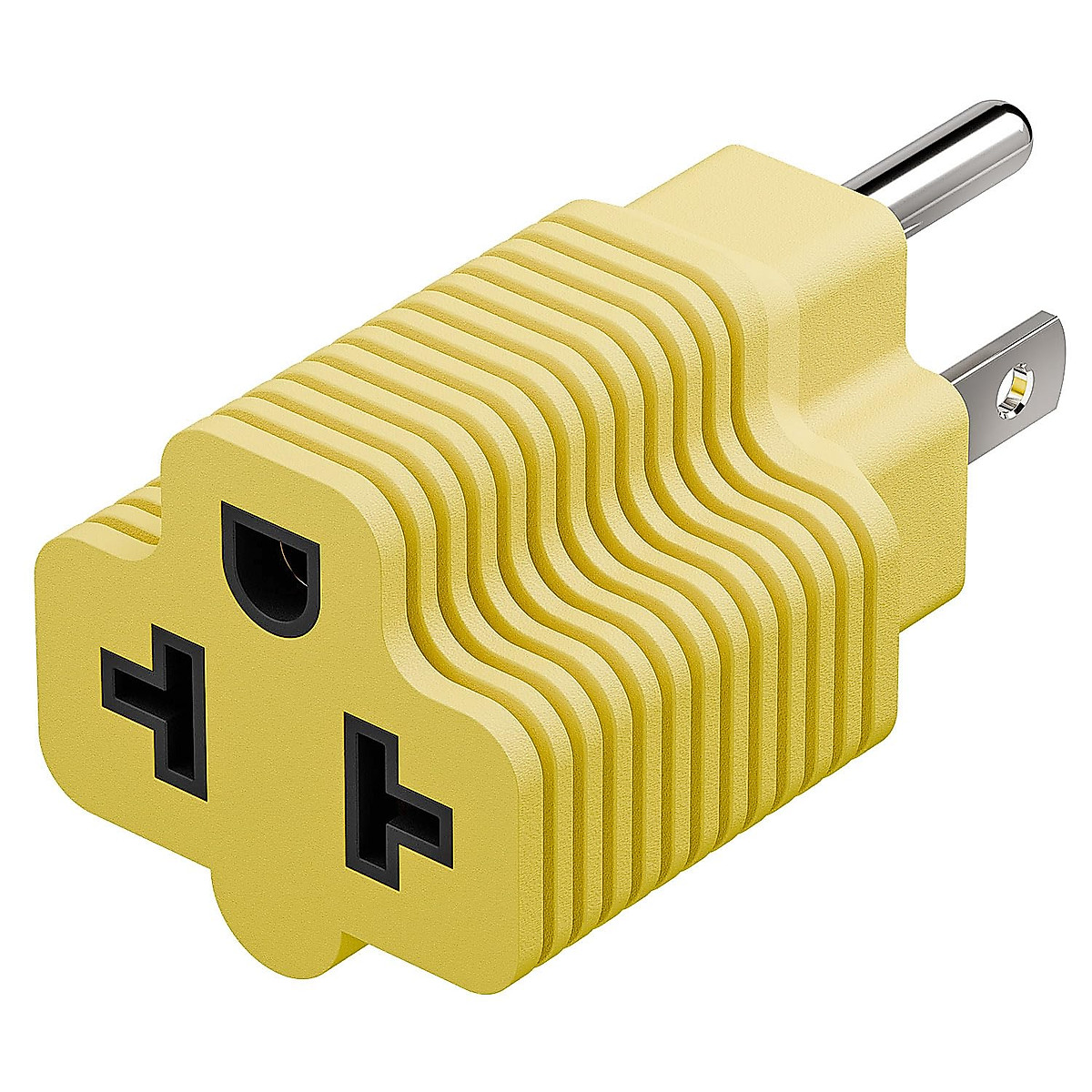 [4-in-1] 15 Amp Household AC Plug to 20 Amp T Blade Adapter,5-15P to 5-20R,5-15P to 6-15R,5-15P to 6-20R, 4 in 1 AC Power Adapter,15A 125V to 20A 250V Adapter (Yellow, 3)