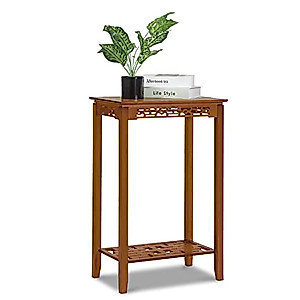 MoNiBloom Bamboo Hollow Carved Flower Pot Stand Plant Pot Rack with Indoor Outdoor Planter Holders for Patio Balcony Yard, Enlarge the Countertop, Brown