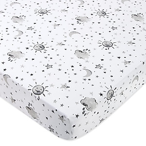 Moon and Stars Crib Sheets Bedding Set for Boys, Girls | Gender Neutral Crib Bedding Set Boho