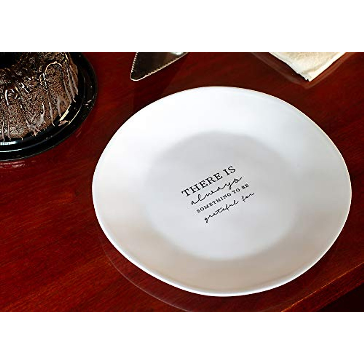 Always Something Grateful For Black 10.25 inch Melamine Decorative Serving Platter