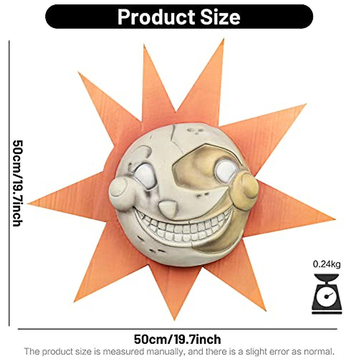 EJWCIG Sun and Moon Drop Mask Clown Bear Mask Halloween Costume Cosplay Prop (sun mask)