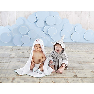 Baby Aspen Gray Baby Shark Hooded Towel Robe,Let The Fin Begin Baby Shower Gifts 0-9 Months, Baby Bath Towel/Spa Robe