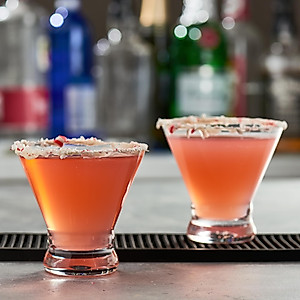 GLING [8 oz. Stemless Martini Glasses Set of 4, Cocktail Glasses for Liquor, whisky Great for Parties, Weddings and All Occasions