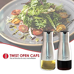 Home Basics 8.5 oz See-Through Glass Base, Silver Oil and Vinegar Jar Set