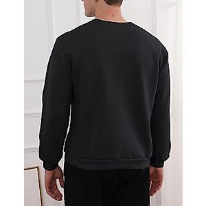Gihuo Men's Warm Crewneck Sweatshirt Winter Sherpa Lined Fleece Sweatshirt Athletic Pullover Tops Loungewear (Black, XL)