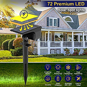 Solar Spot Lights Outdoor, 6 Pack IP65 Solar Lights Outdoor Waterproof 72 LEDs Solar Landscape Spotlights,Auto On/Off 3 Lighting Modes Outdoor Solar Garden Lights for Yard, Patio, Pathway -Cool White