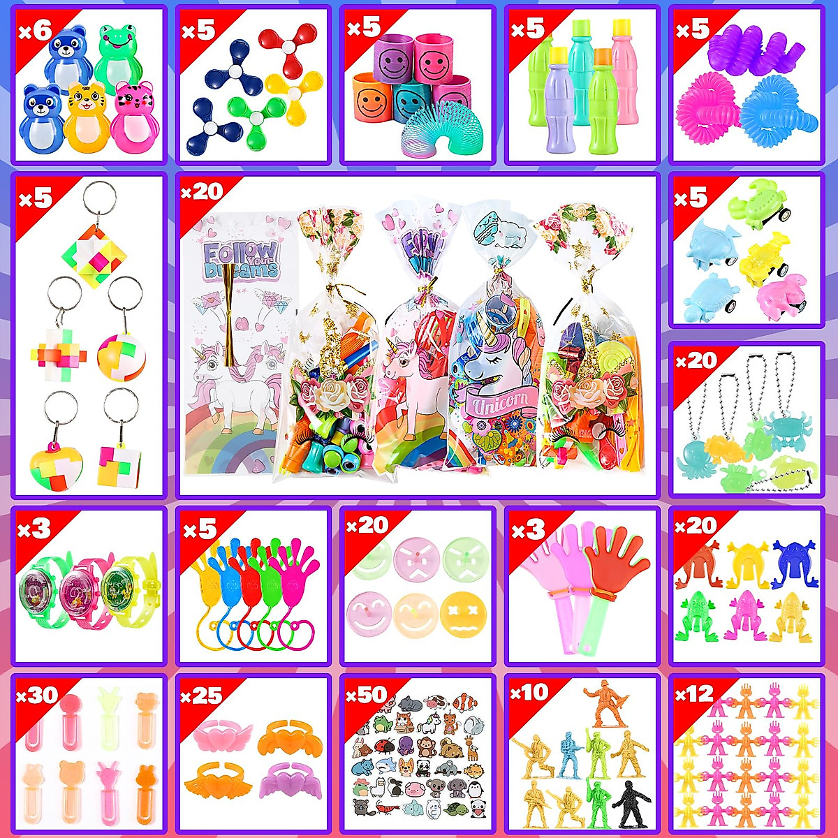 369PCS Party Favors for Kids 4-8 8-12, Classroom Treasure Box Bulk Prizes Reward, Goodie Bag/Stocking Stuffers for Carnival Birthday Gifts, Pinata Fillers, Autism Sensory Toys
