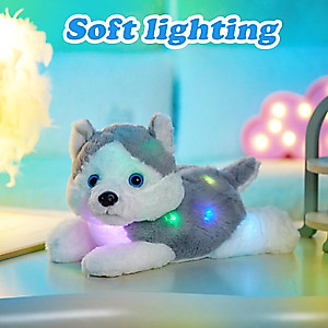 Houwsbaby LED Musical Stuffed Animal Elephant Floppy Singing Light Up Adorable Plush Toy Lullaby Animated Soothe Birthday for Toddlers, Green, 10.5''