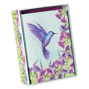 Papyrus Blank Cards with Envelopes - Designed by Bella Pilar, Purple Hummingbird (14-Count)