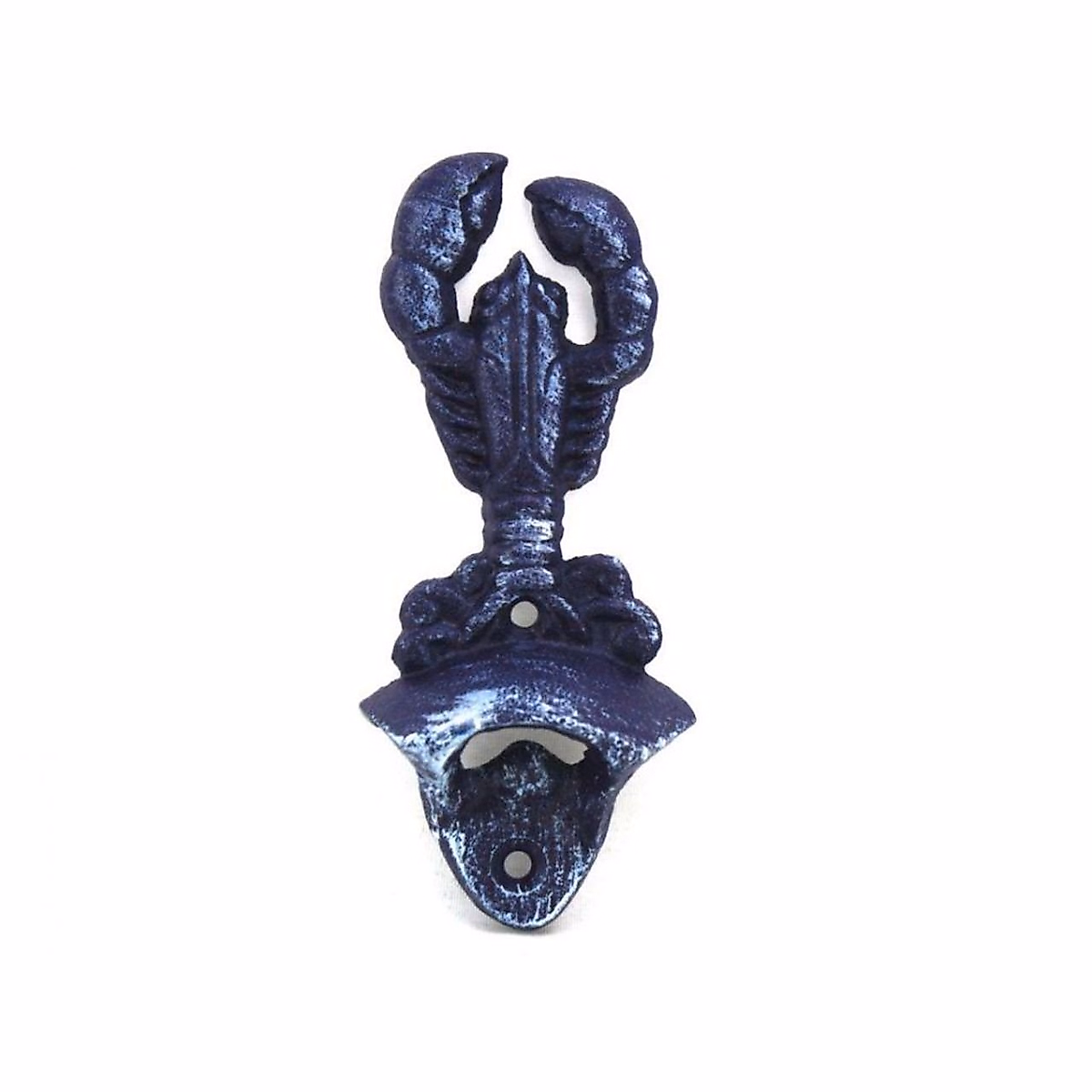 Hampton Nautical Rustic Dark Blue Cast Iron Wall Mounted Lobster 6" Bottle Opener