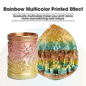 eSUN Silk Rainbow Metal PLA Filament 1.75mm, Silky Multicolored 3D Printer Filament PLA, 1KG Gradient Changing Multicolor Filament for 3D Printer, Silk Rainbow Multicolor