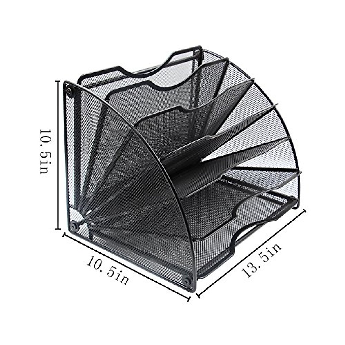 EasyPAG Desk File Organizer 6 Compartment Fan-Shaped Filing Paper Holder Letters Tray Desk Organizers and Accessories ,Black