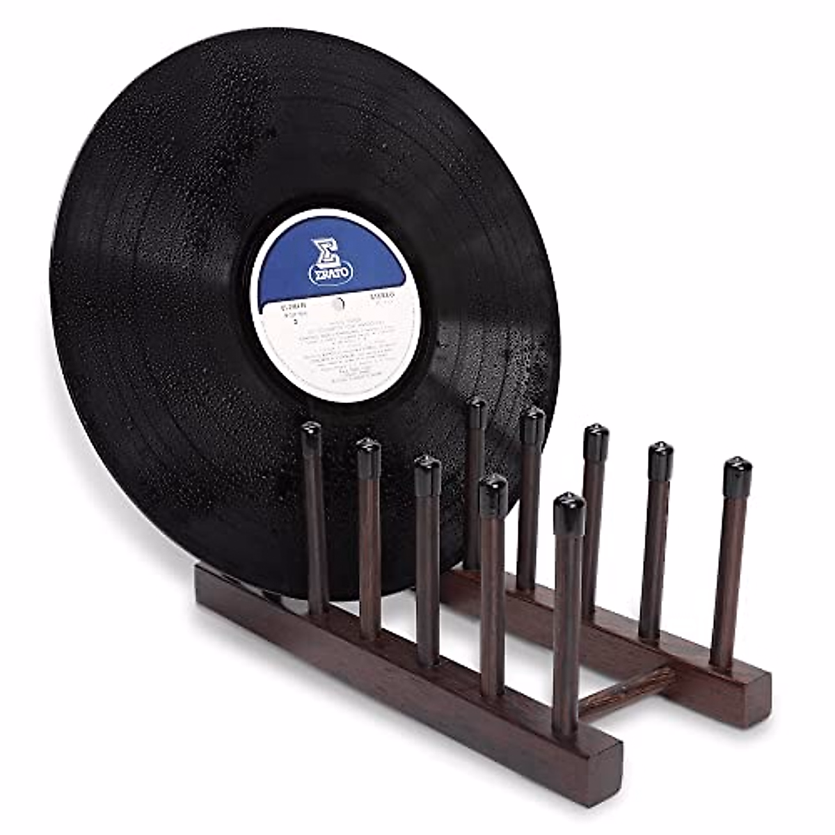 NUSWOR Vinyl Record Cleaning Supporting Drying Rack, CD and Album Display/Storage Holder, Wenge Wood Stand That can Stack up 36 Discs of 7" 10''12", Practical LP Organizer/Turntable Accessories
