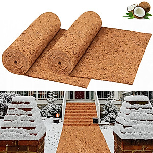 Riare 2 Pack 16 × 118 Inch No-Slip Ice and Snow Carpet Mats- Natural Coconut Fiber Carpet Anti-Slip Coco Coir Carpet Mat for Winter Walkways Front Door Stairs Porch Outdoor Garden Patio Safe Walking