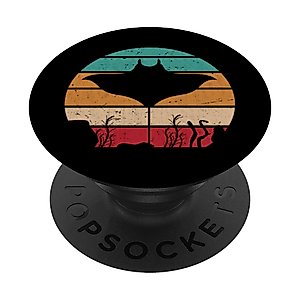 Retro Aquarium Freediving Ocean Animal Lover Manta Ray PopSockets Swappable PopGrip