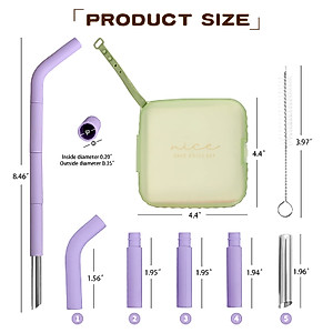 Reusable Silicone Drinking Straws 4PCS Splicable Straws with Travel Case Cleaning Brush -Silicone Straws Length Adjustable Drinking for 20/30/32oz Tumblers(0.2'' diameter)