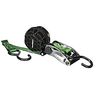 SmartStraps 337 RatchetX Green 14' 1,500 lbs Capacity Tie Down with Retractable Ball of Webbing, (Pack of 2)