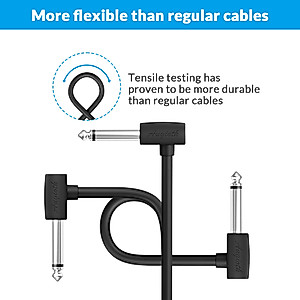 Augioth 6 Inch 6 Pack 15 cm Guitar Patch Cable 0.5 Ft 1/4 Right Angled TS Effect Pedal Cord