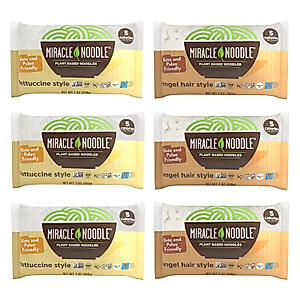 Miracle Noodle Variety Pack (Fettuccine & Angel Hair) - Shirataki & Konjac Noodles, Keto, Vegan, Gluten-Free, Low Carb, Paleo, Kosher, Low Calories, Soy Free, Non-GMO - 3 Packs of Each, 6-Pack