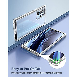 SURITCH for Samsung Galaxy S22 Ultra Clear Case 6.8" (Only), [Built-in Screen Protector] Full Body Protective Hard Shell+Soft TPU Phone Case for Samsung S22 Ultra -(Full Clear)