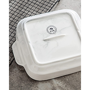 MALACASA Baking Dish, Square Lasagna Pan, 1.6 QT Baking Pan, Deep Casserole Dish for Cooking, Kitchen, Family Dinner, Banquet and Daily Use, 8.5 x 8.5 x 2.5 inch, Series BAKE-GREY