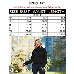 XWEAIJ Fleece Lined pullover women Half Zip Sweatshirt Workout Jackets Zip Up Hoodies for Teen Girls Fashion Cropped Trendy Clothes Black XL