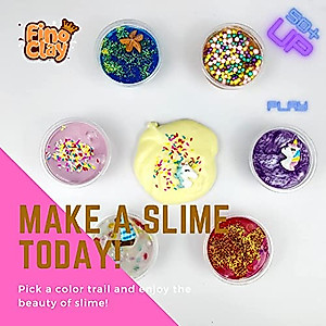 FINOCLAY Slime Kit for Boys Girls, Over 100 Accessories with 24 Non Sticky Premade Slimes in Gift Container, Galaxy, Unicorn Fluffy, Glow in Dark, Glitter, Charms, Fidget Pack Slime Set Party Toy