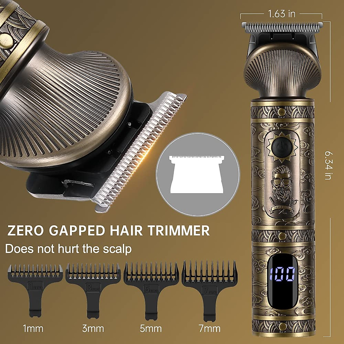 Scttomon Beard Trimmer Kit Professional Hair Clipper Trimmer Zero Gapped T-Blade Trimmer Electric Shaver Razor Nose Body Trimmer for Men Cordless Grooming Kit 7 in 1