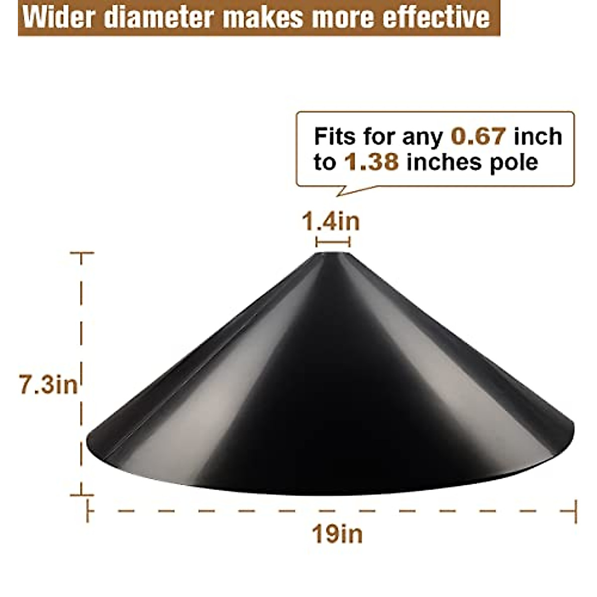 Garbuildman Squirrel Baffle for Bird Feeder Pole, Outside Pole Mount Bird House Guard for Outdoor Shepherd’s Hook, 19 Inch Diameter, 1 Pack