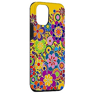 iPhone 14 Pro Bright and Colorful Hippy Trippy Flower Power Art Case