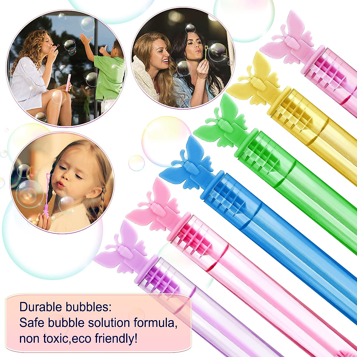 48 Pcs Butterfly party favors Butterfly , 6 Colors Mini bubble wands Neon Bubble Butterfly Theme Toys for Kids Boy Girl