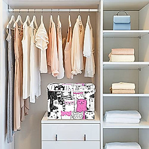 CaTaKu Cute Cat Funny Storage Bins with Lids and Handles, Fabric Large Storage Container Cube Basket with Lid Decorative Storage Boxes for Organizing Clothes