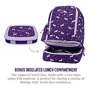 Bentgo 2-in-1 Backpack & Insulated Lunch Bag Set With Kids Prints Lunch Box (Unicorn)