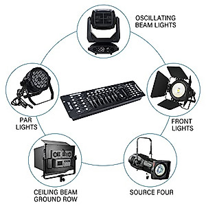 TCFUNDY DMX 512 Controller, 192 Channel DMX Light Controller Stage Lighting Console for Party DJ Disco Lights Show Night Club