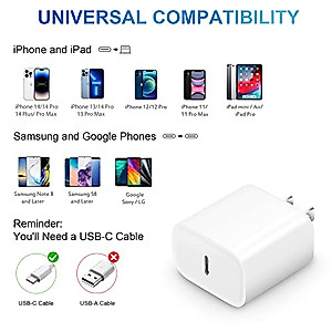 iPhone 14 13 12 11 Super Fast Charger [Apple MFi Certified ]High Speed Charger 20W PD USB-C Wall Charger 6FT Cables Compatible with iPhone 14/14 Pro/14 Pro Max/14 Plus/13/13Pro/12/12 Pro/11/11Pro,iPad