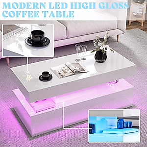 VanAcc 3-Piece Modern Living Room Table Sets, 70" Modern LED TV Stand with 36" Electric Fireplace, High Gloss Coffee Tables for Living Room, White